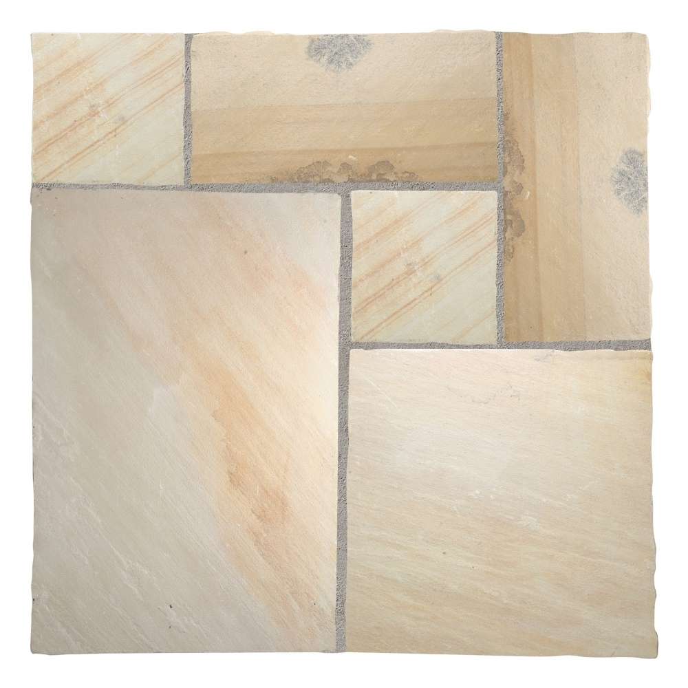 Fossil Mint Riven Sandstone Mixed Patio Paving Slabs – The Stonemart Ltd