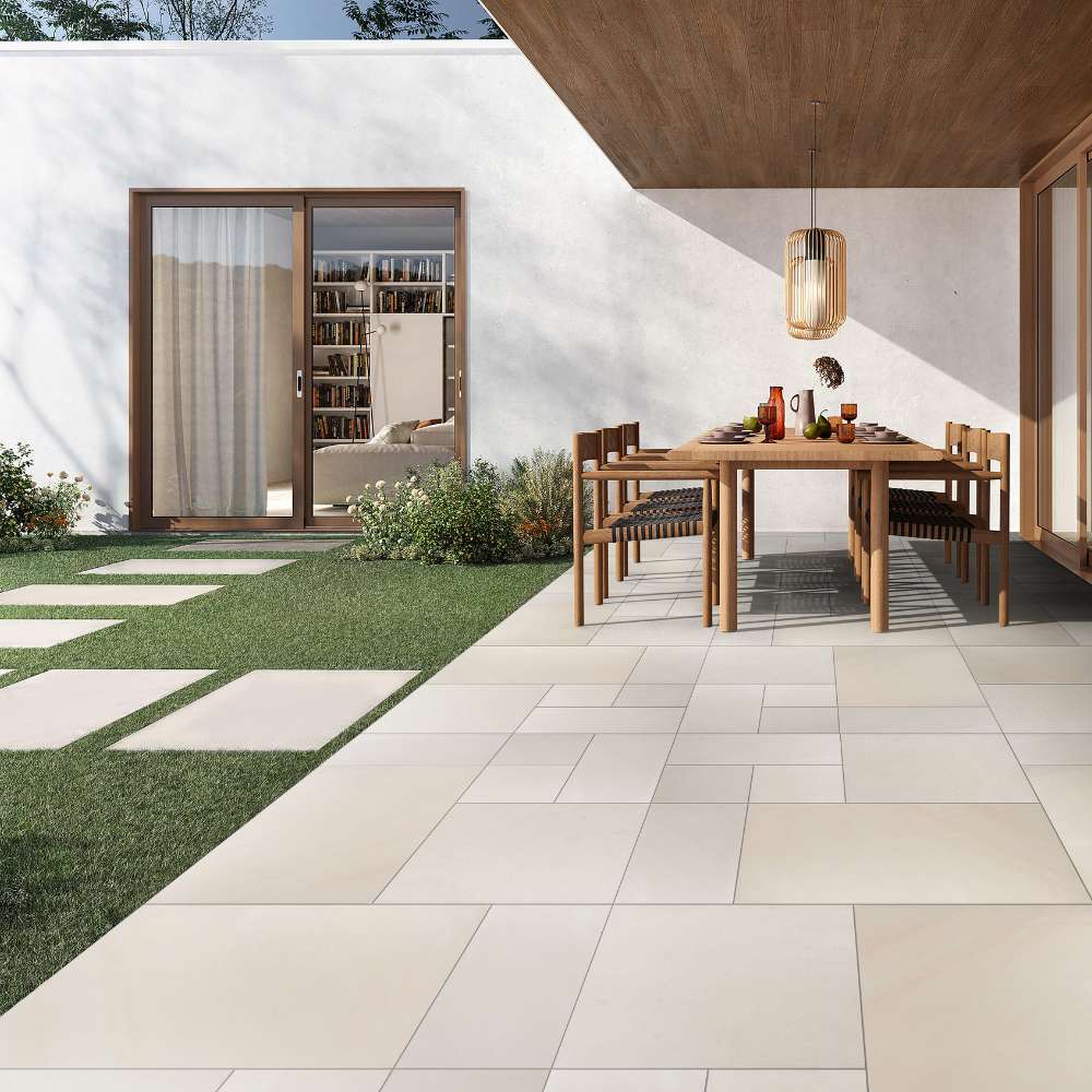 Beige Smooth Sandstone Mixed Patio Sawn Edged Paving Slabs – The ...