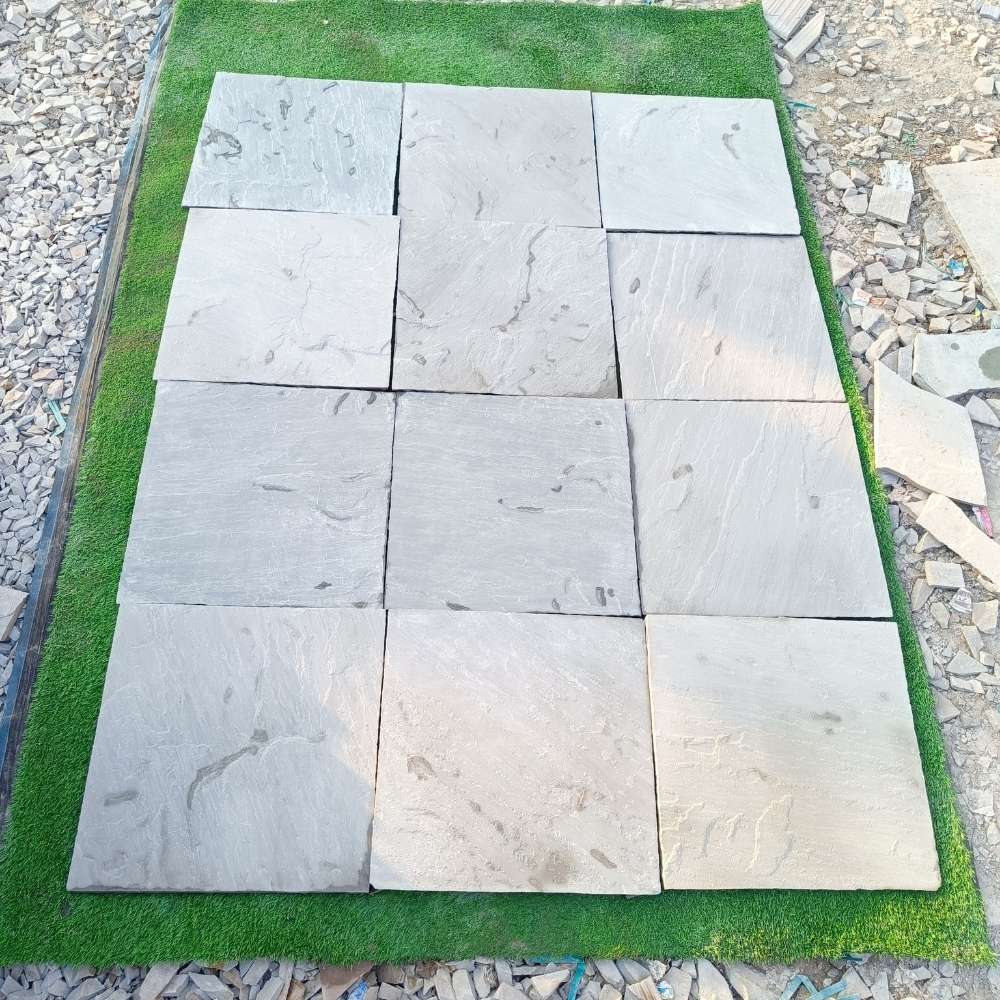 Kandla Grey Riven Sandstone 600x600 Paving Slabs 18mm – The Stonemart Ltd