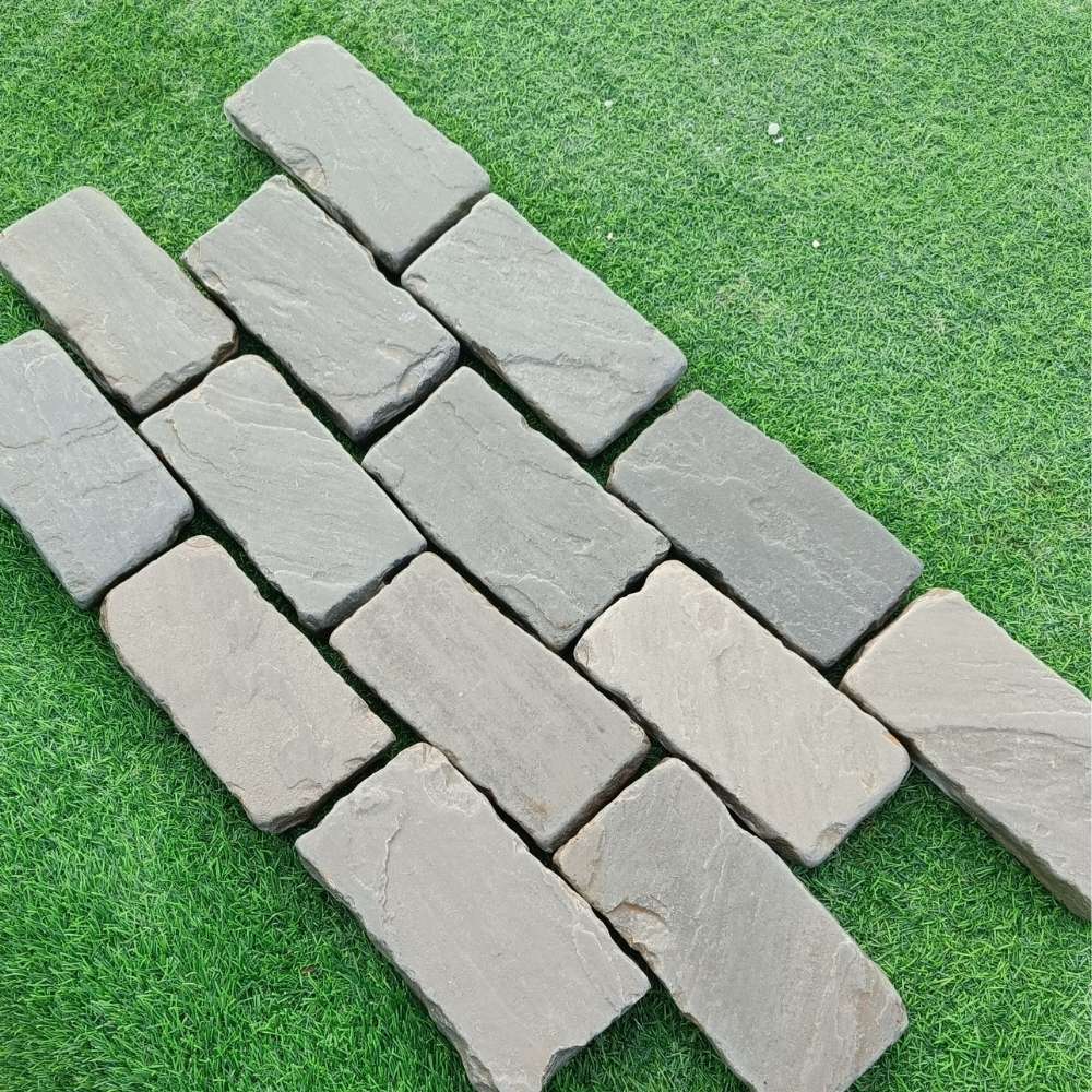 Kandla Grey Tumbled Sandstone 100X200 Block Setts – The Stonemart Ltd