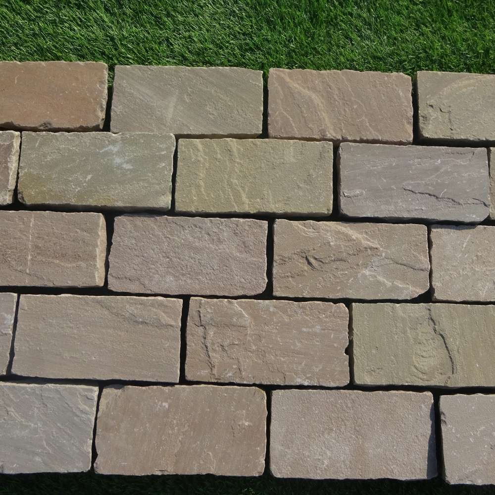 Raj Green Riven Sandstone 100X200 Block Setts – The Stonemart Ltd