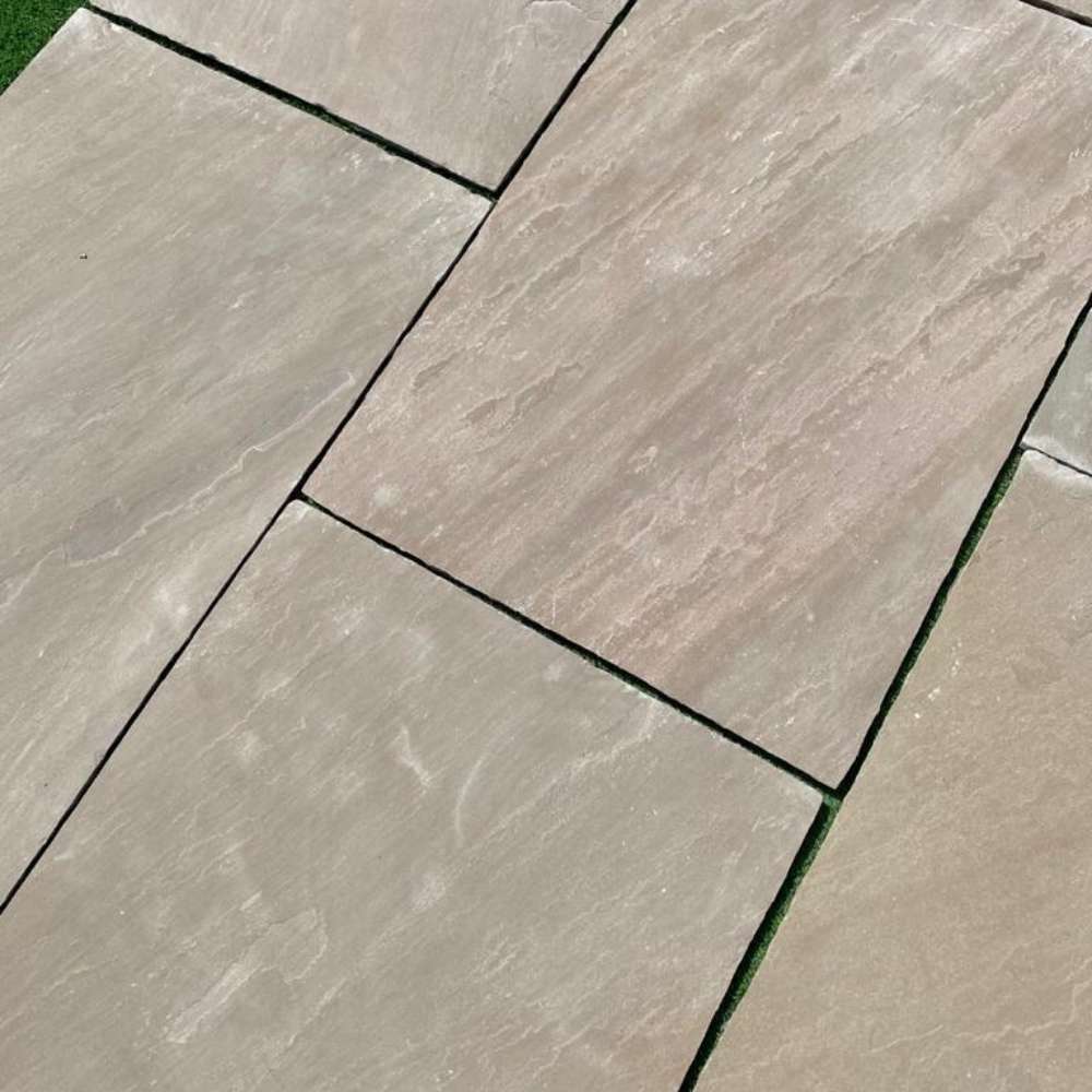 Raj Green Riven Sandstone 600x900 Paving Slabs 18mm – The Stonemart Ltd
