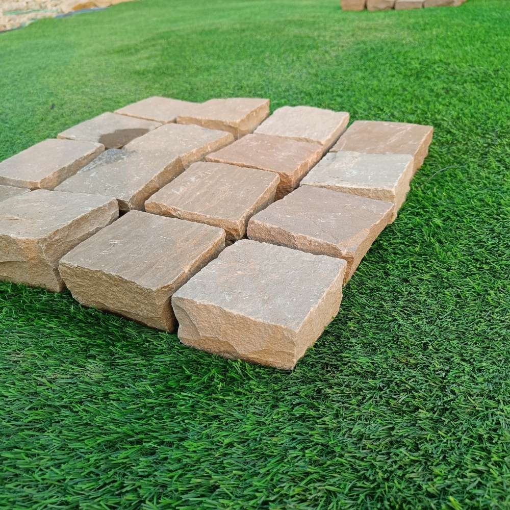 Rippon Buff Riven Sandstone 100X100 Square Setts – The Stonemart Ltd
