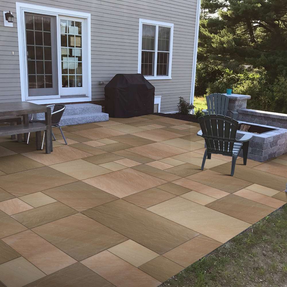 Rippon Buff Riven Sandstone Mixed Patio Paving Slabs – The Stonemart Ltd