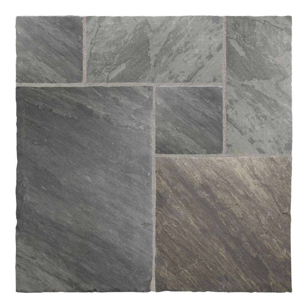 Sagar Black Riven Sandstone Mixed Patio Paving Slabs – The Stonemart Ltd