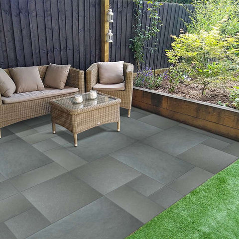 Kota Blue Riven Limestone Mixed Patio Sawn Edged Paving Slabs – The ...