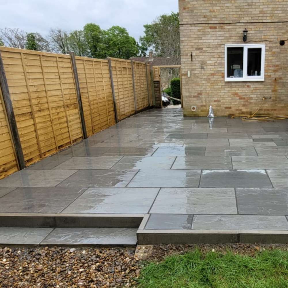 Kandla Grey Riven Sandstone 600x900 Paving Slabs 18mm – The Stonemart Ltd