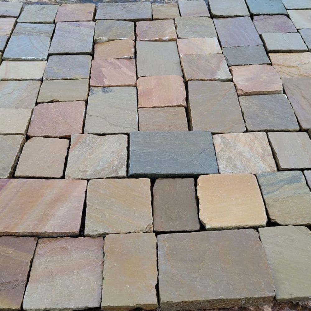 Rippon Buff Tumbled Sandstone Paving Setts – The Stonemart Ltd