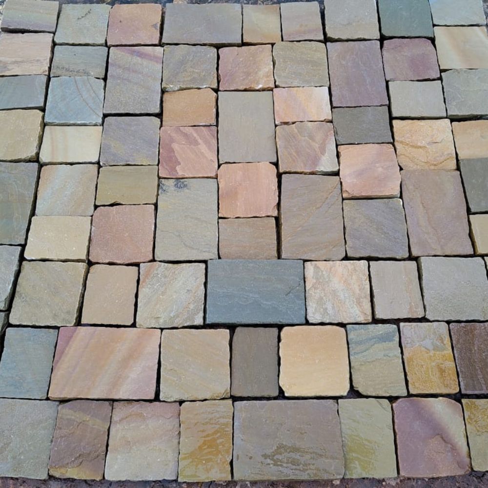 Rippon Buff Tumbled Sandstone Paving Setts – The Stonemart Ltd