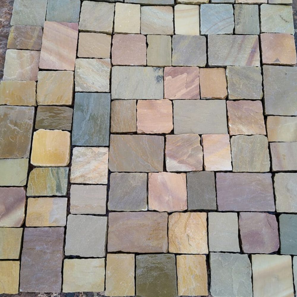 Rippon Buff Tumbled Sandstone Paving Setts – The Stonemart Ltd