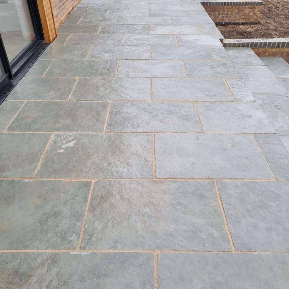 Kota Blue Limestone 600x900 Paving Slabs Riven & Sawn Edged – The ...